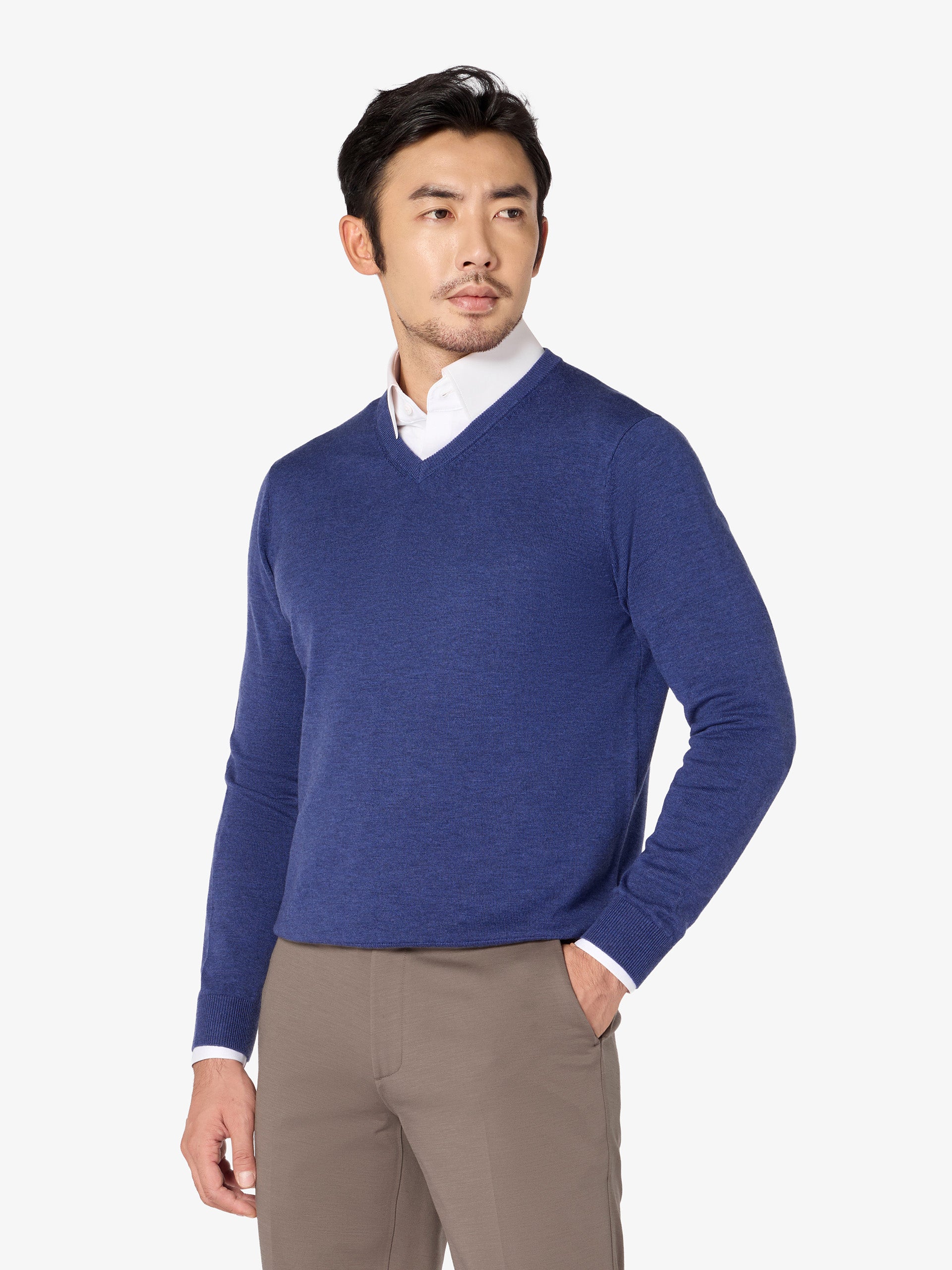 xSweater Merino V-Neck Midweight - Blue